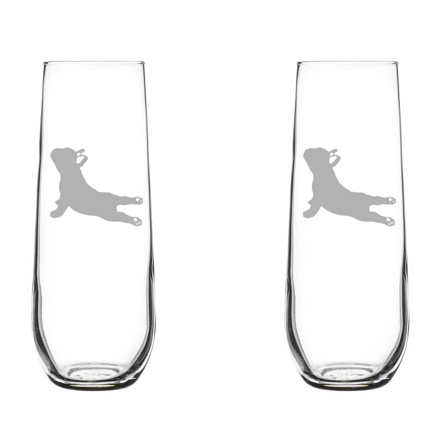 Set of 2 Glass Champagne Flutes Sparkling Wine Glasses Frenchie French ...