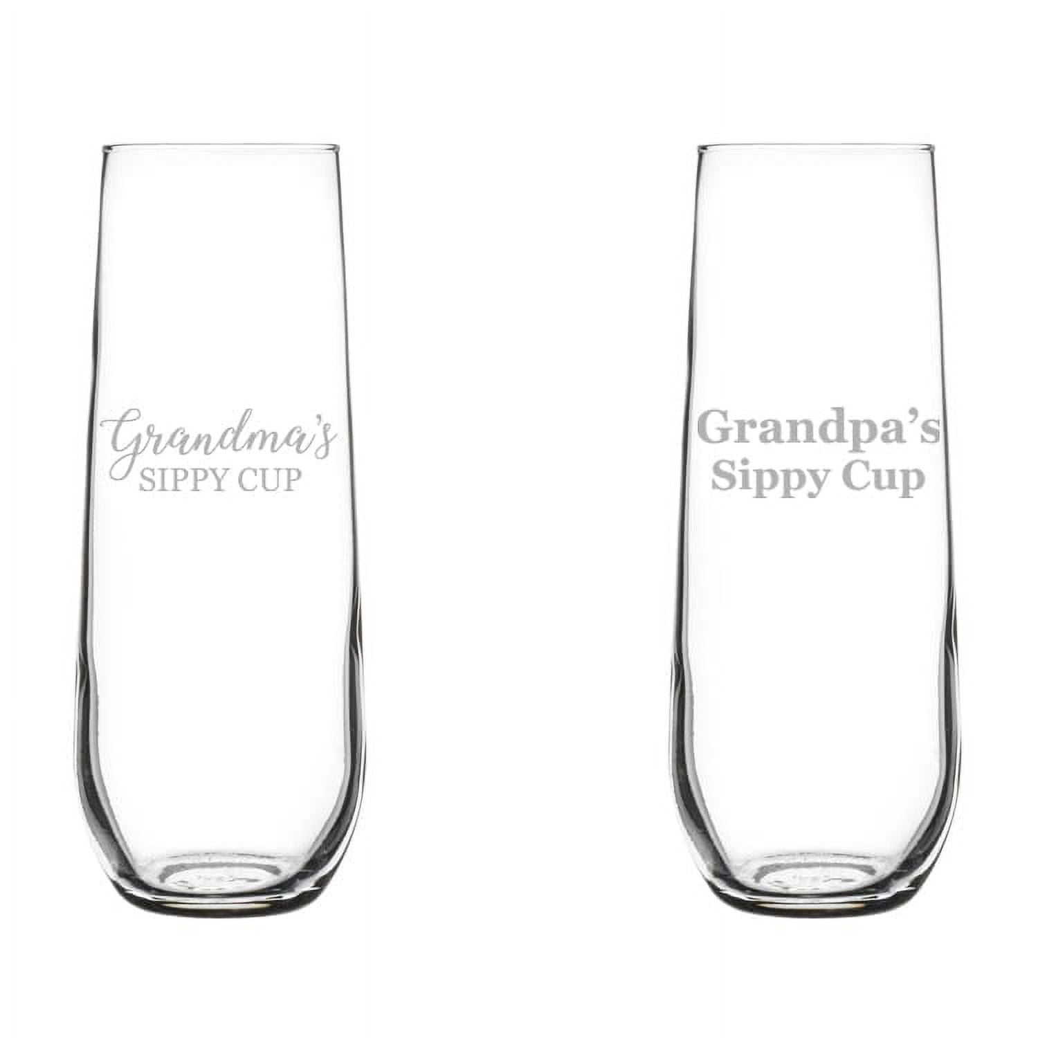 Set of 2 Glass Champagne Flutes Sparkling Wine Glasses Gift Grandma And ...
