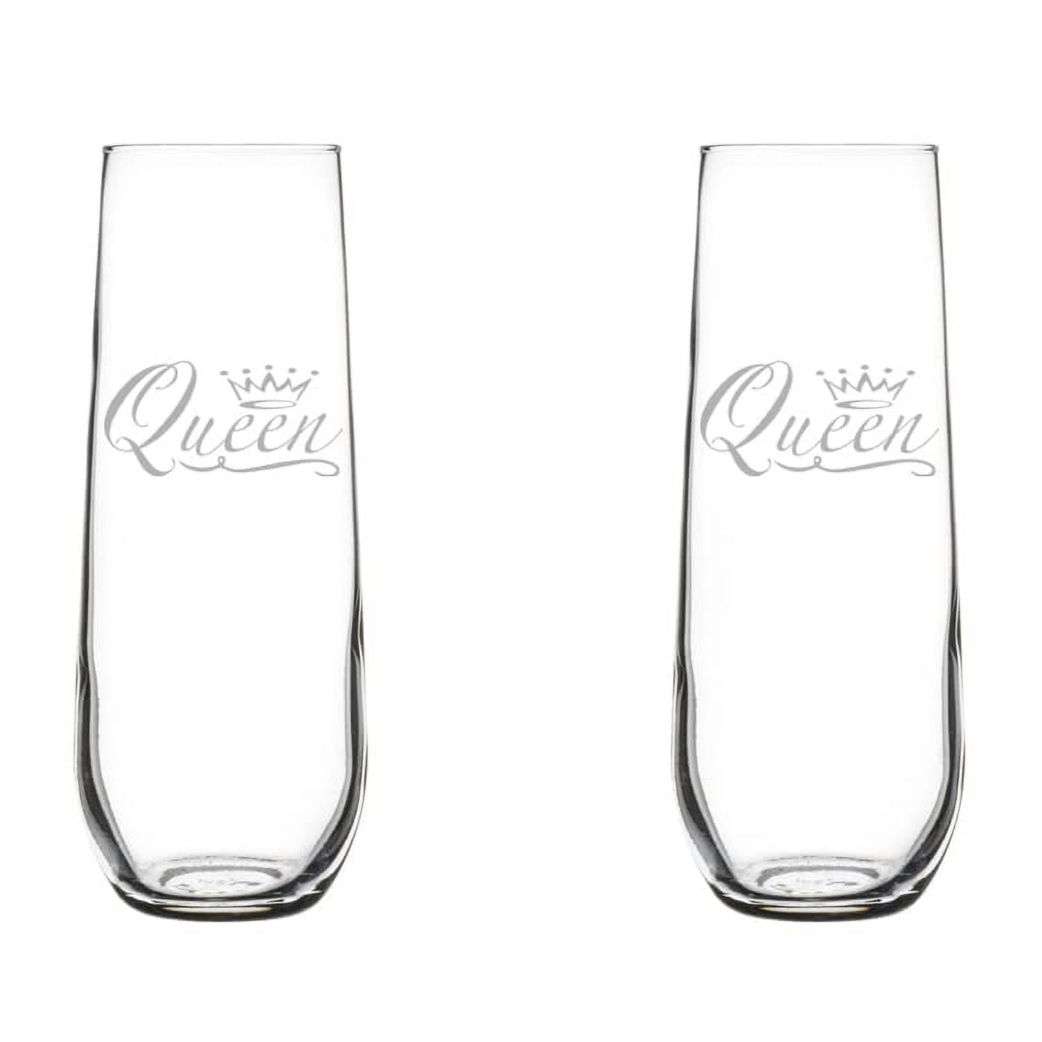Set of 2 Glass Champagne Flutes Sparkling Wine Glasses Queen Fancy (8.5 ...