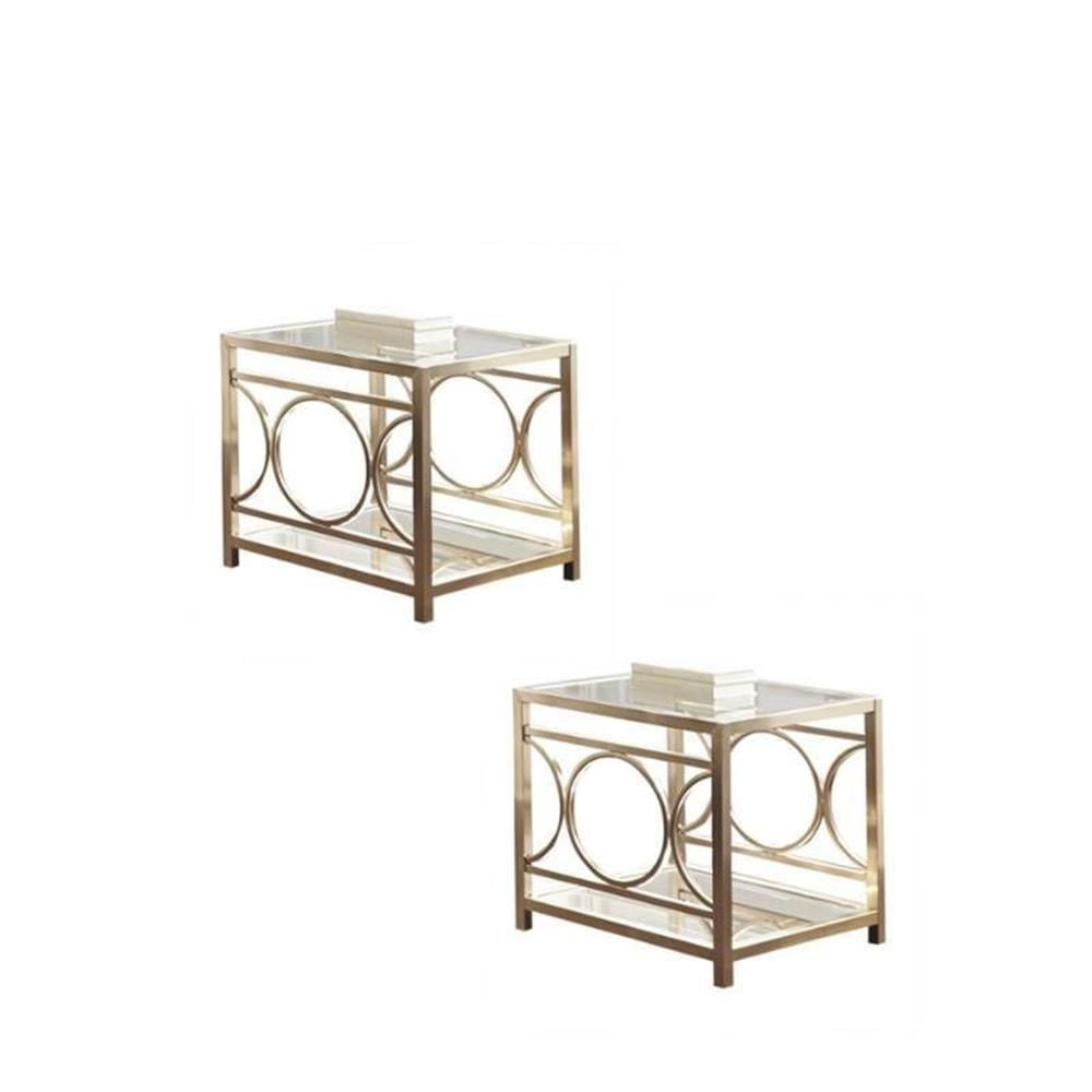 Set of 2 Glass Top End Table in Gold Chrome - Walmart.com