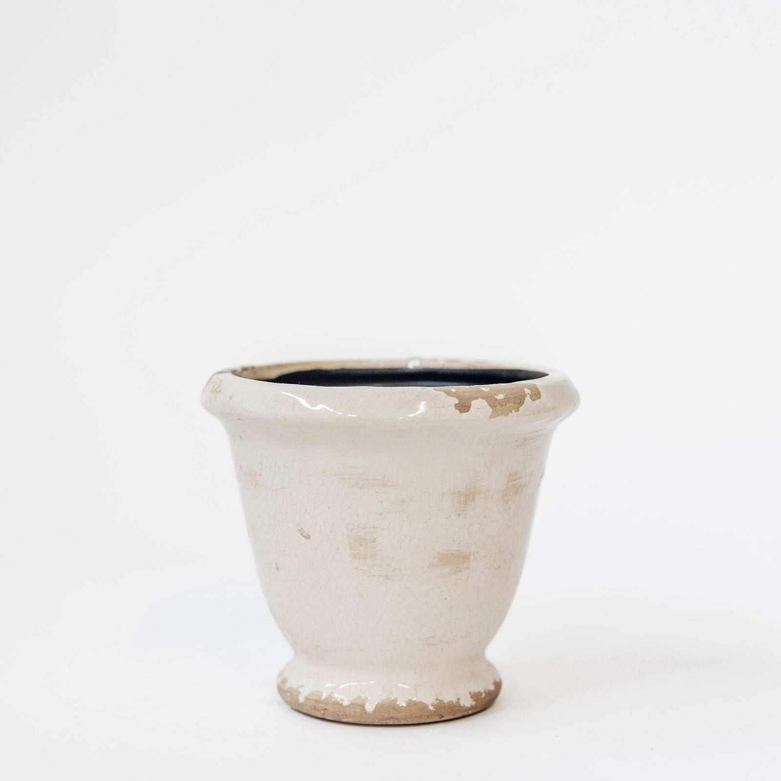 Set of 2 Glazed Antique Cream Ceramic Planter - Walmart.com