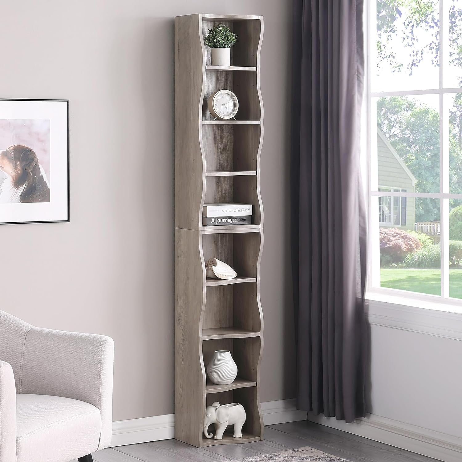 Set of 2 Gray 71" Tall Narrow 8-Tier Media Tower Racks, Adjustable ...