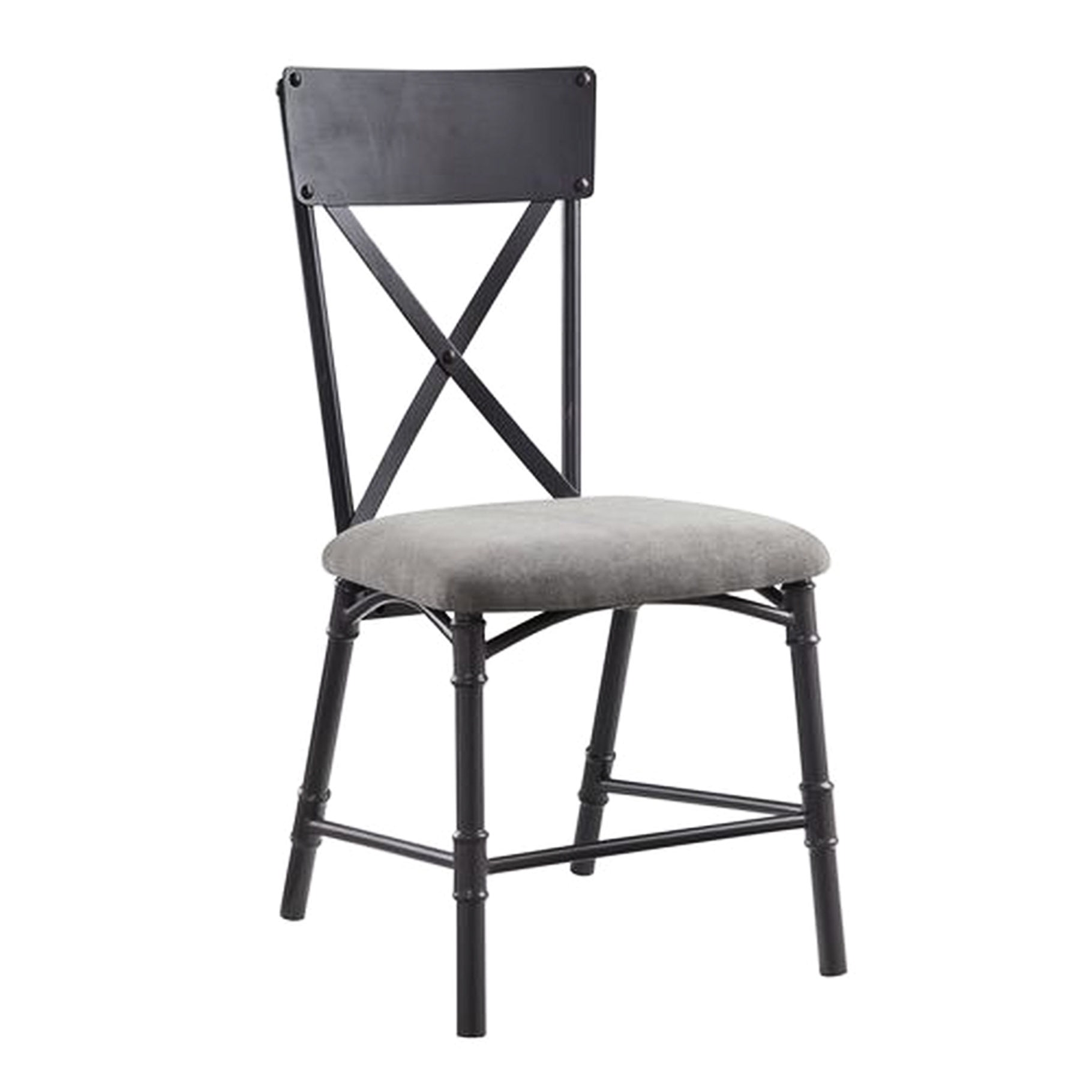 Set of 2 Grey and Black Side Chairs | Industrial Aesthetic with Pipe ...