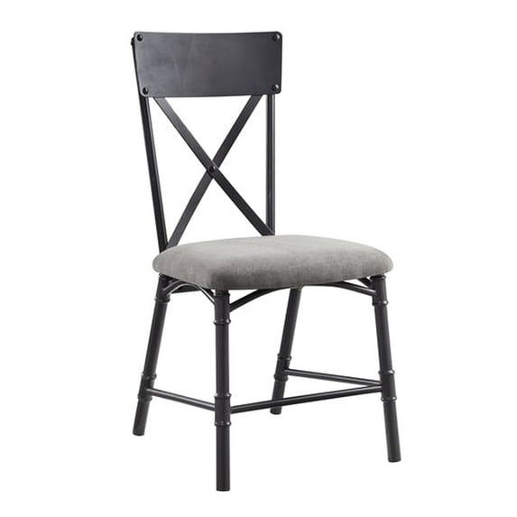 Set of 2 Grey and Black Side Chairs | Industrial Aesthetic with Pipe ...