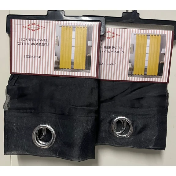 "Decotex Elegant Solid Sheer Window Curtain Panels, 2 Piece Set, 55"" X ...