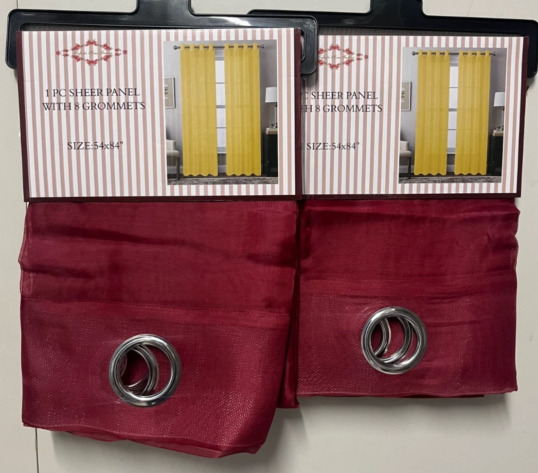 Set of 2 Grommet Top Sheer Curtain Panels, 84" Long, Burgundy - Walmart.com