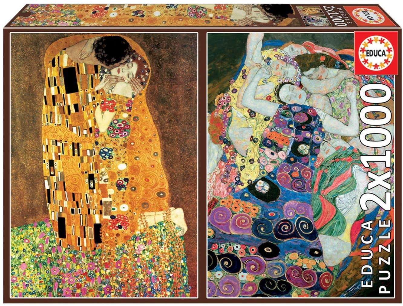 Set of 2 Gustav Klimt 1000 Piece Jigsaw Puzzles | The Kiss & The Virgin ...