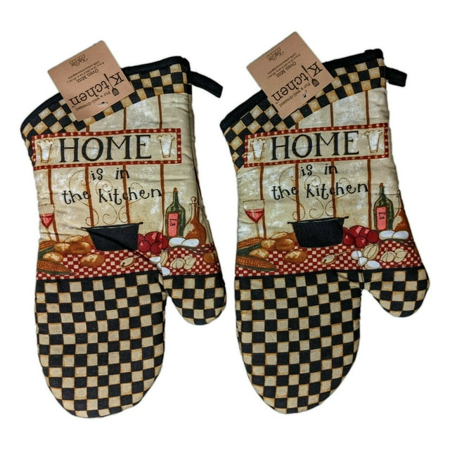 Set of 2 HOME IS IN THE KITCHEN Oven Mitts, by Kay Dee - Walmart.com