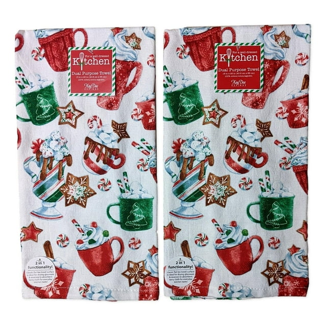 Set of 2 HOT COCOA & GINGERBREAD Christmas Terry Kitchen Towels, Kay Dee Designs - Walmart.com