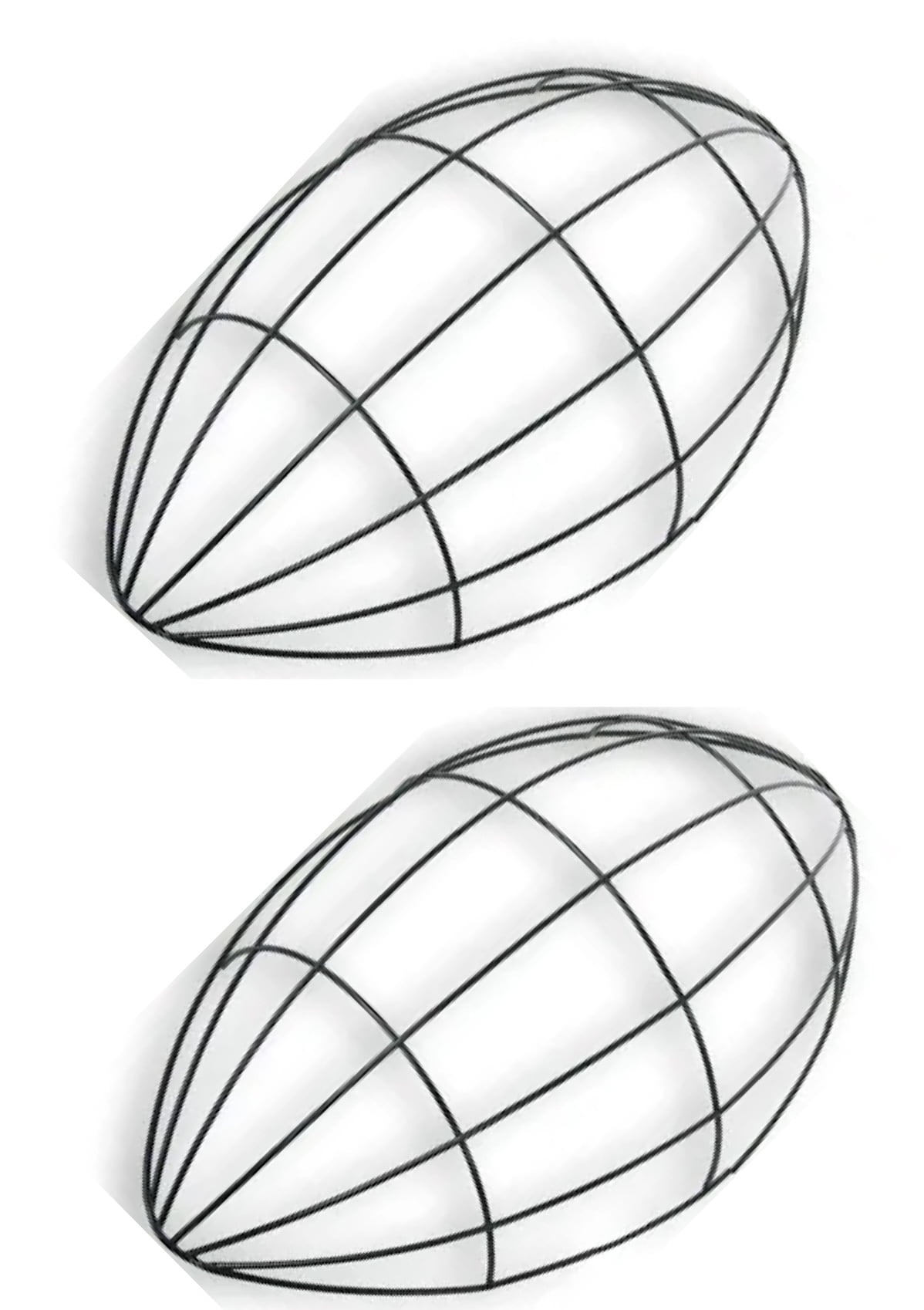 (Set of 2) HTL Football-Shaped Metal Wire Wreath Frame, 3D Oval DIY Egg ...