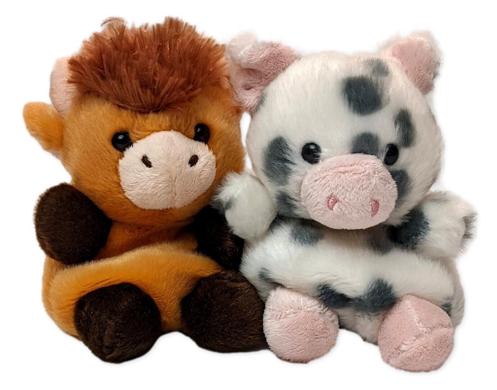 Set of 2 HUBERT HIGHLAND COW & PIGGLES PIG Palm Pals 5" Stuffed Plush ...