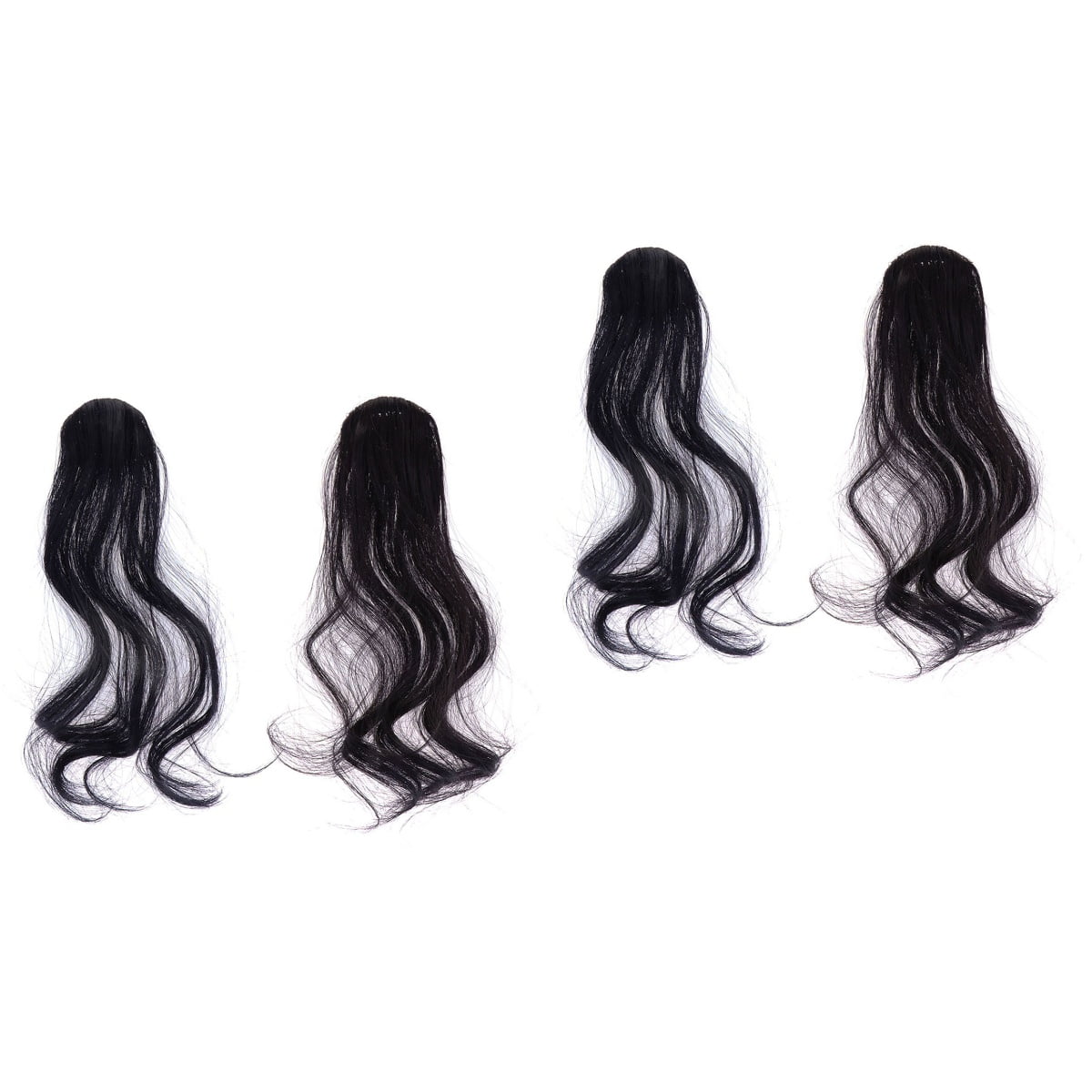 Set of 2 Hair Bows Human Bangs Building Fibers Curly Wigs with ...