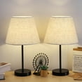 Haitral Set of 2 Modern Bedside Table Lamps with White Linen Shade for ...