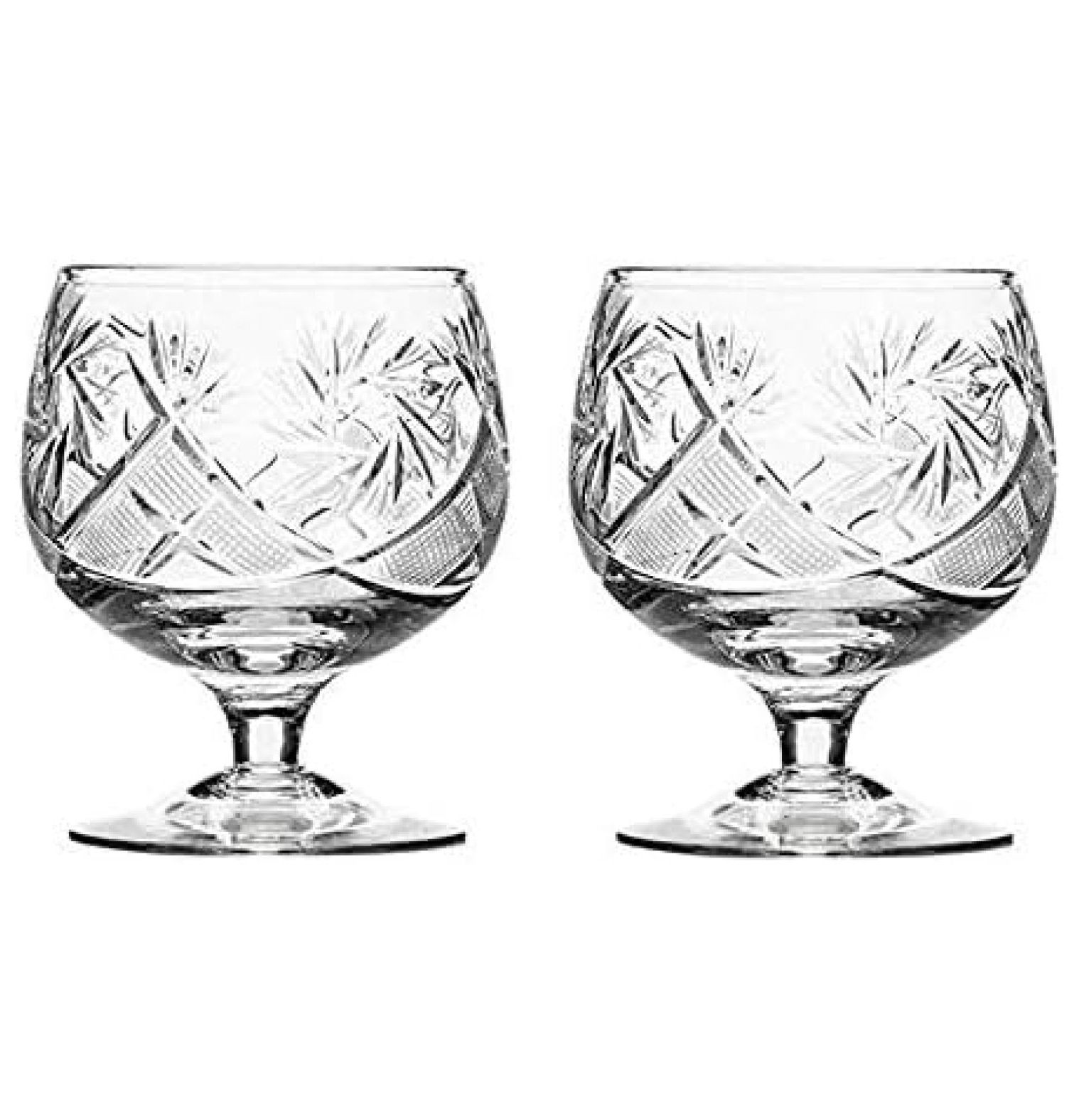 Set of 2 Hand Made Vintage Crystal Glasses, Brandy & Cognac Snifter ...