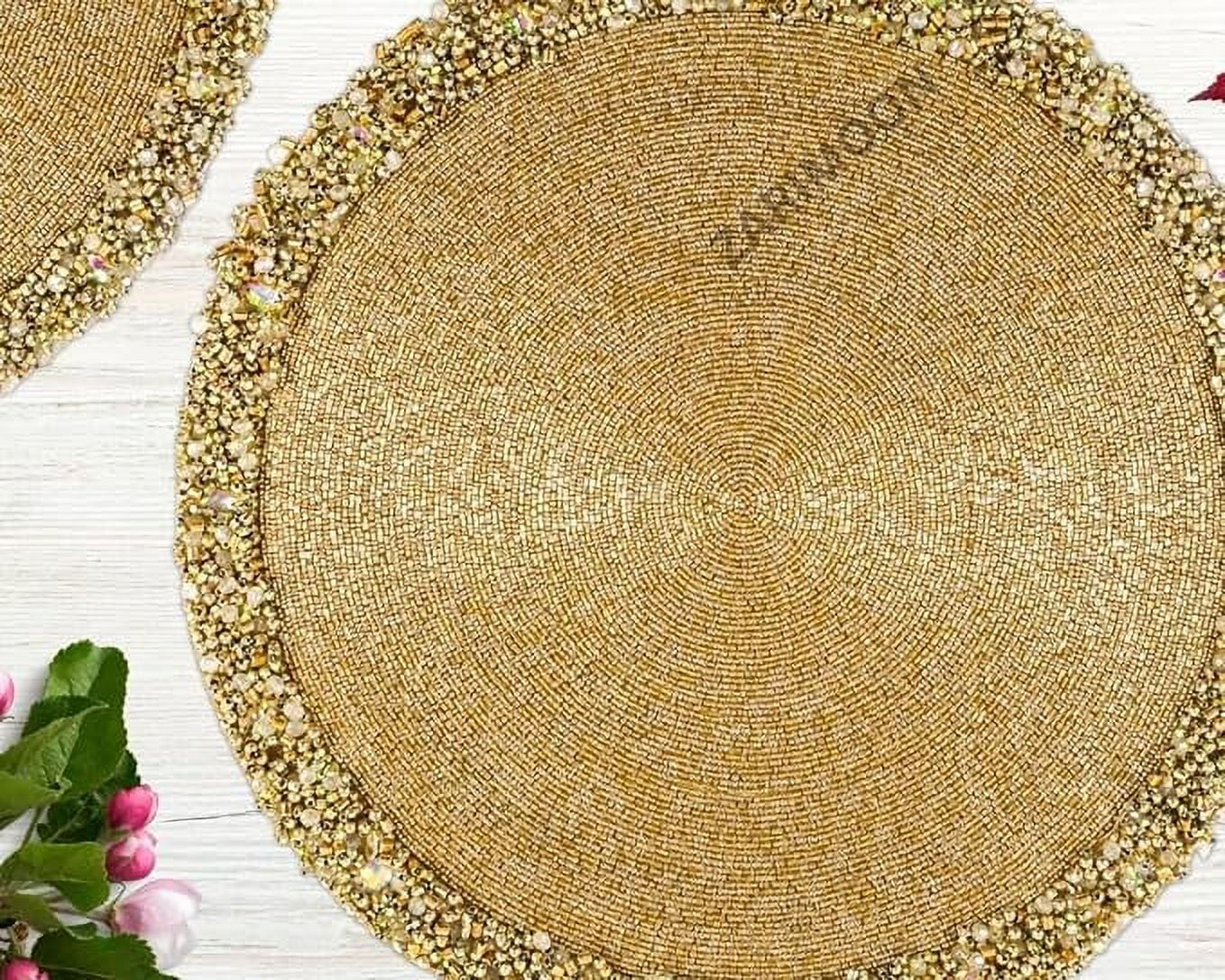 Set of 2 Handmade Beaded placemat, Beaded Charger, Beaded Table mat ...