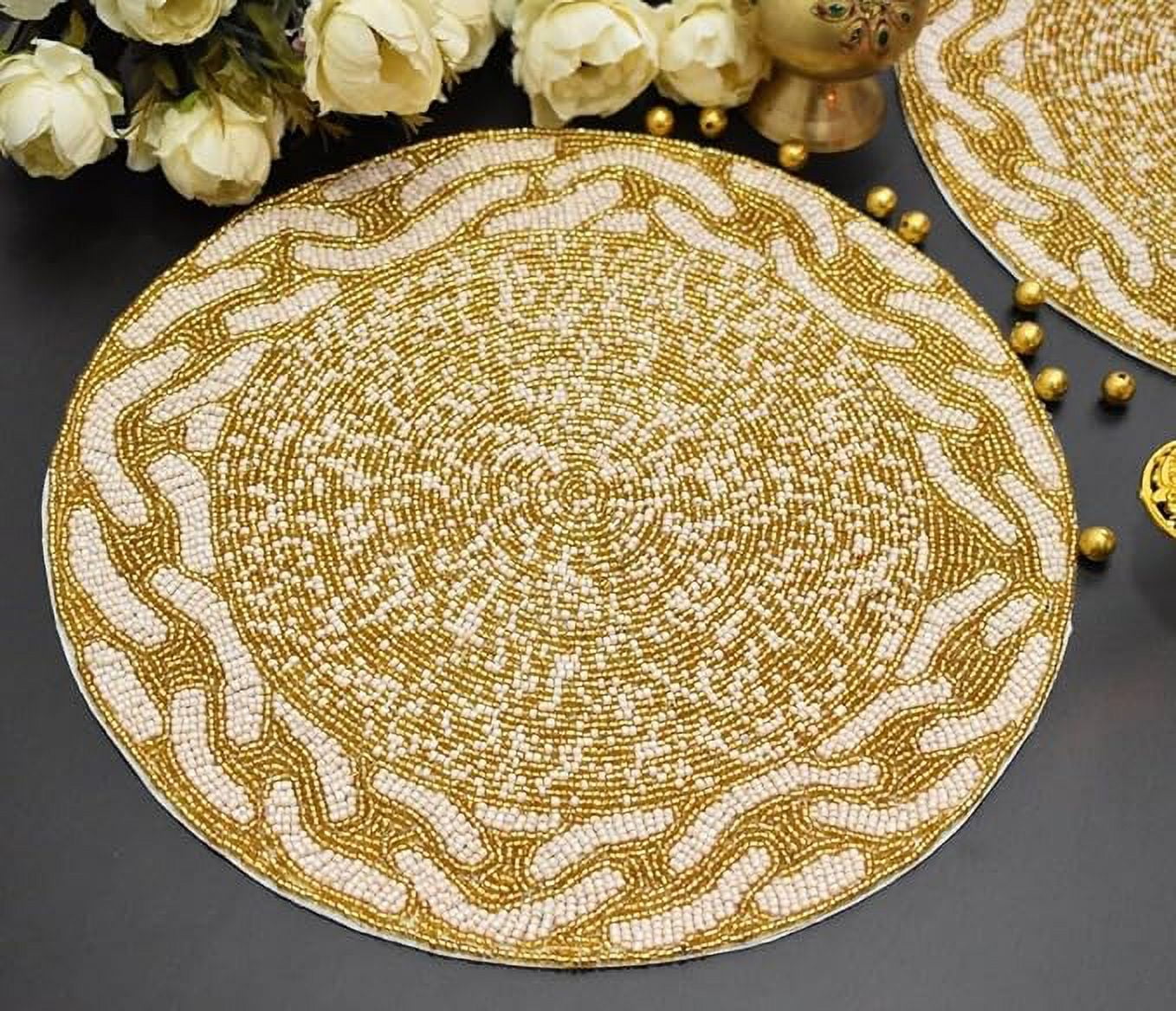 Set of 2 Handmade Beaded placemat, Luxury Beaded Charger, Beaded Table ...