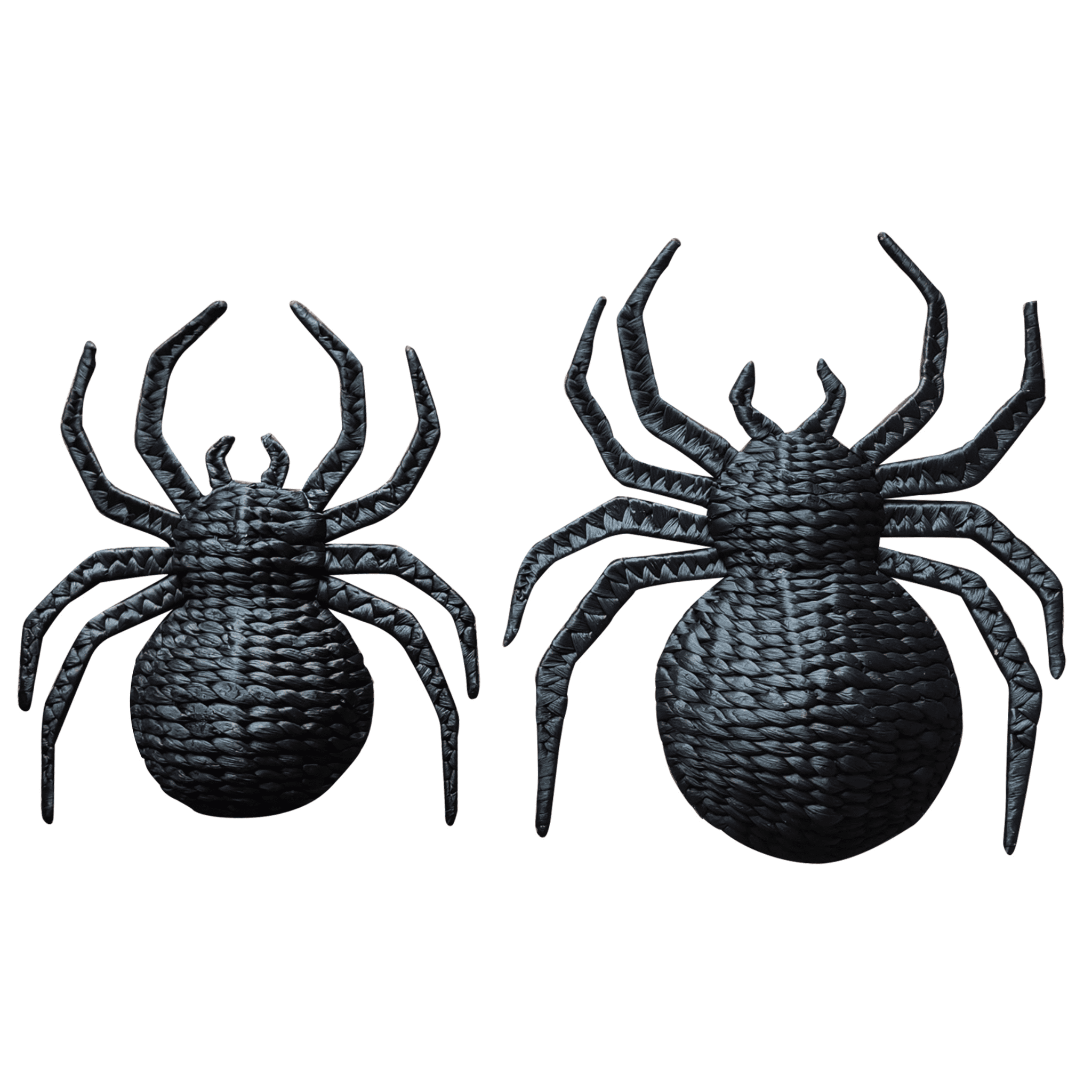 Set of 2 Handwoven Black Rattan Spider Wall Decor – Halloween or Gothic ...