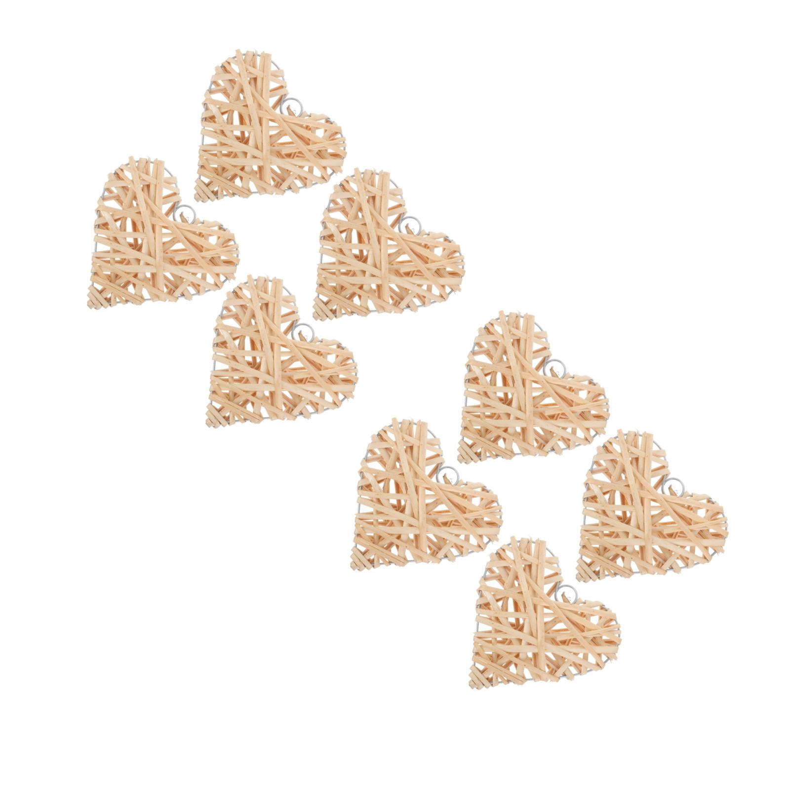 Set of 2 Hanging Hearts Decorations for Wall Woven Wicker Willow ...