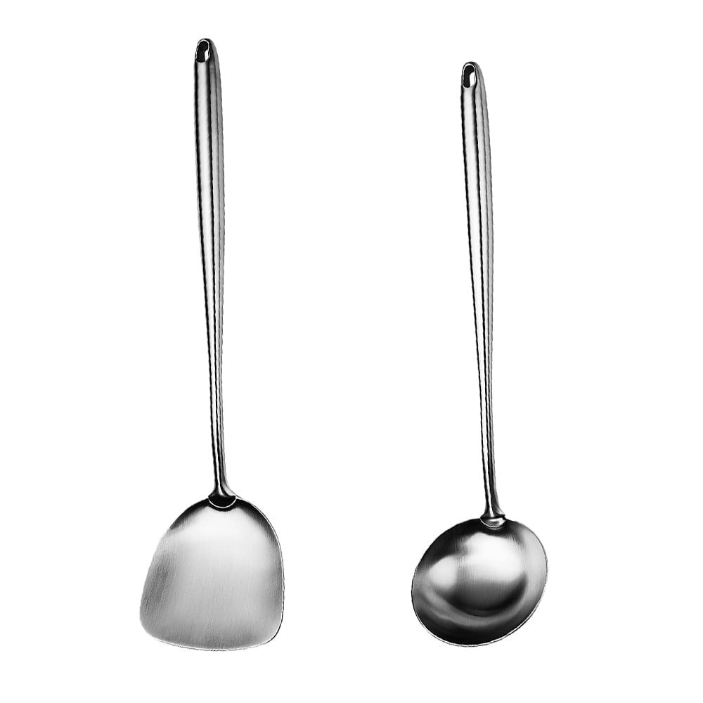 Set of 2 Heat-Resistant Wok Tools - High-Grade Stainless Steel Cooking ...