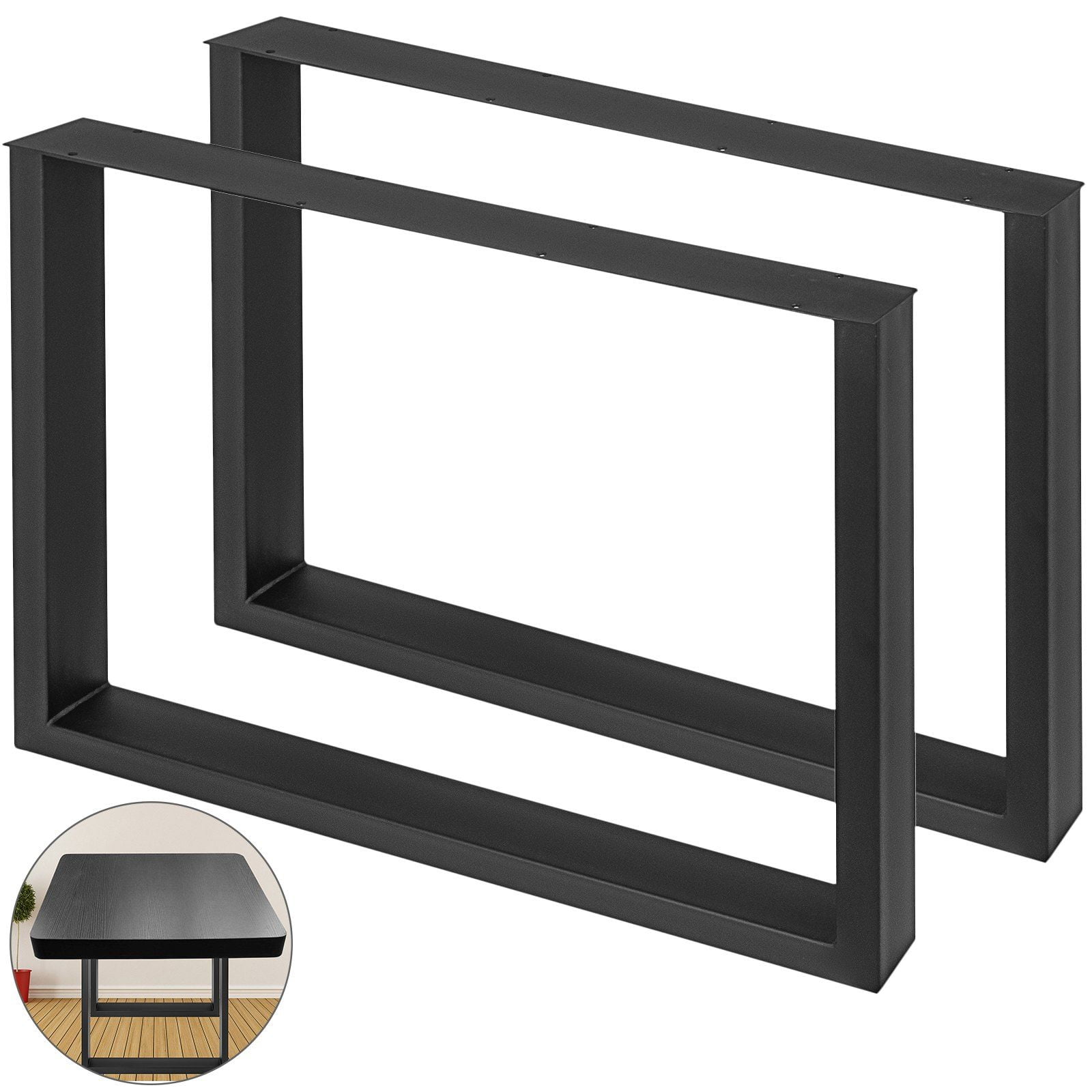Set of 2 Heavy Duty 28x35x3.1 Inch Black Industrial Steel Table Legs ...