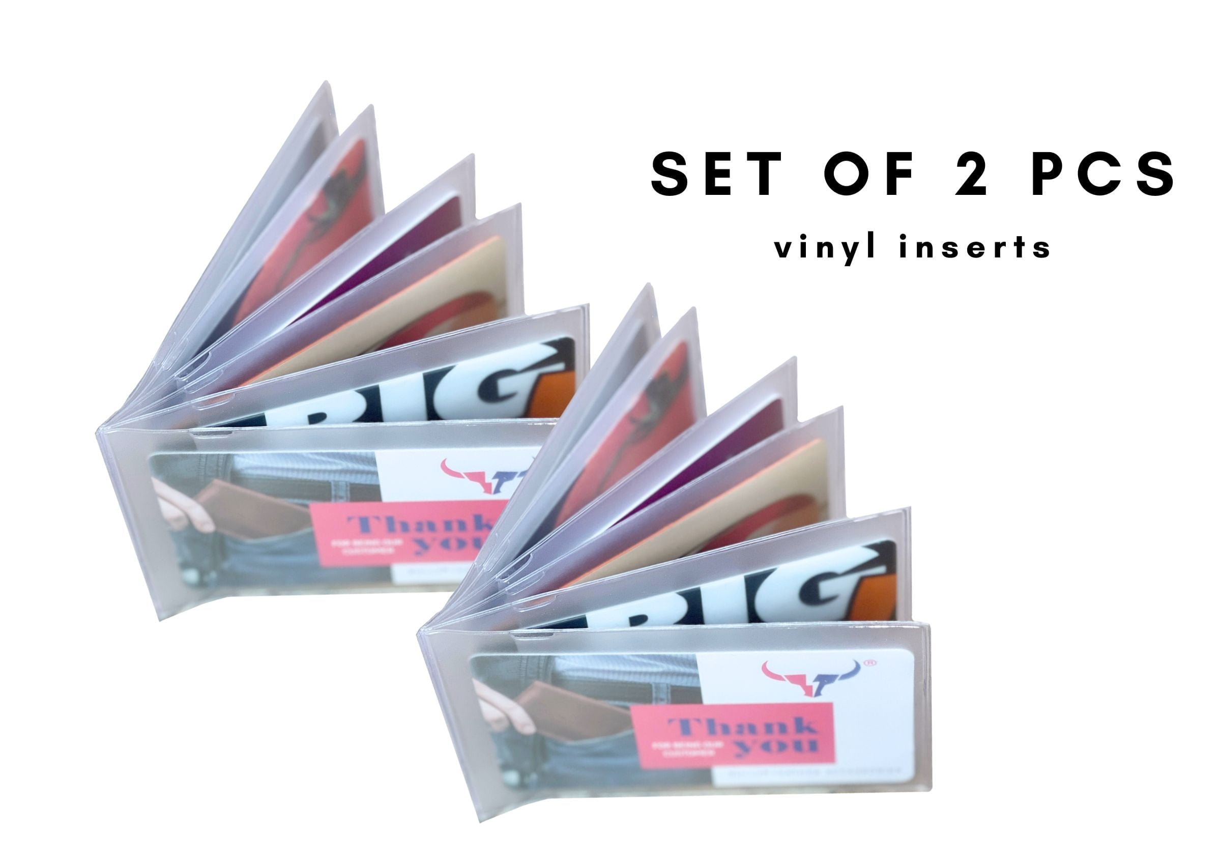 Bullz Set of 2 Clear Vinyl Wallet Inserts, 6 Pages, Heavy Duty Plastic ...