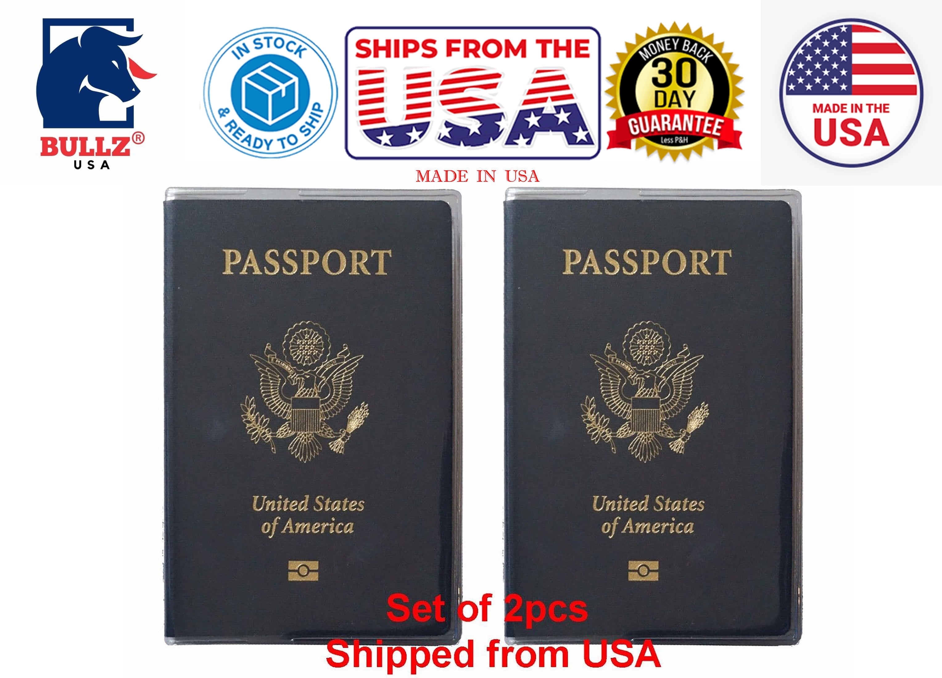 Set of 2 Heavy Duty Clear Vinyl Plastic Passport Cover Holder Travel ...