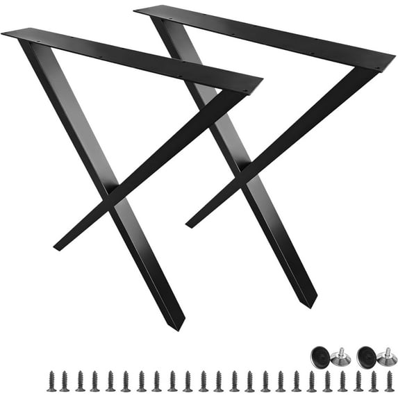 Set of 2 Heavy Duty Square Tube Metal Table Legs, X-Shape Adjustable ...