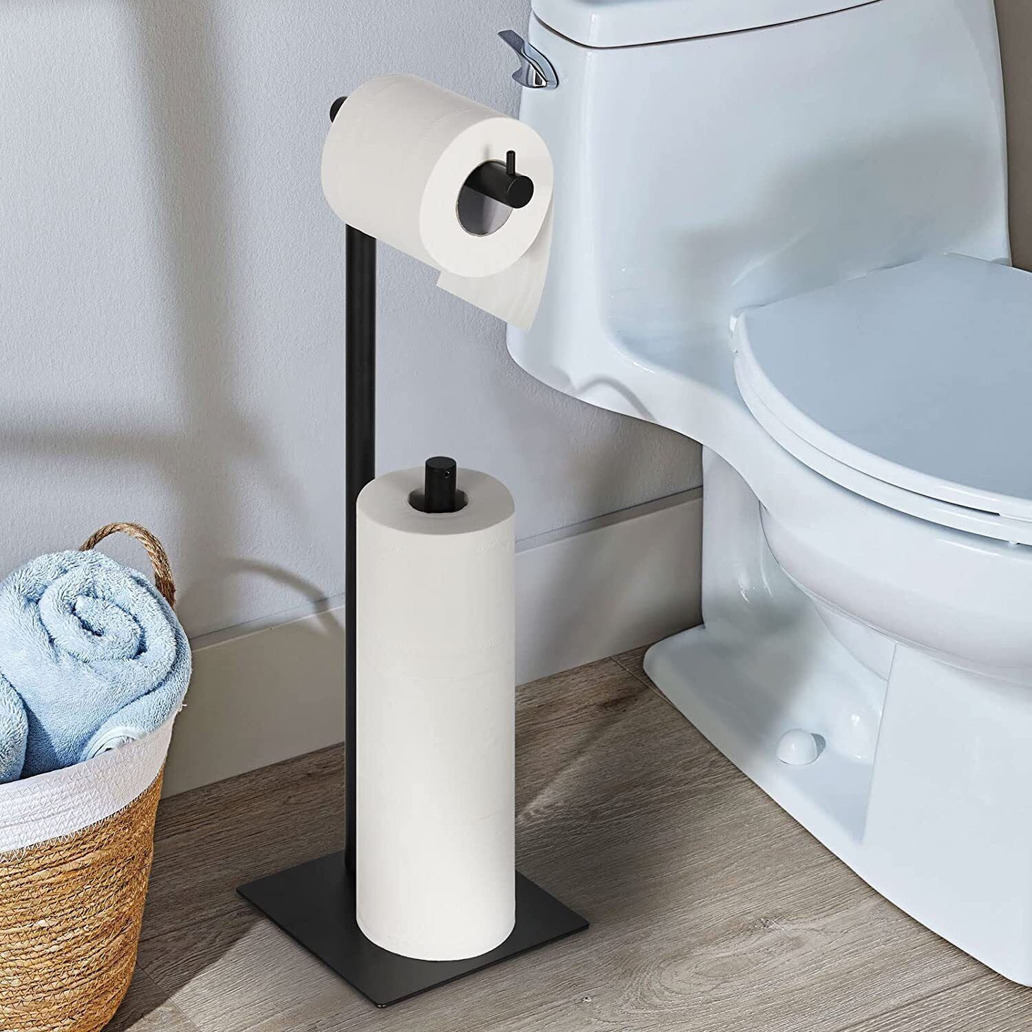 Set of 2 Heavy Duty Toilet Paper Holder Free Standing Tissue Storage ...