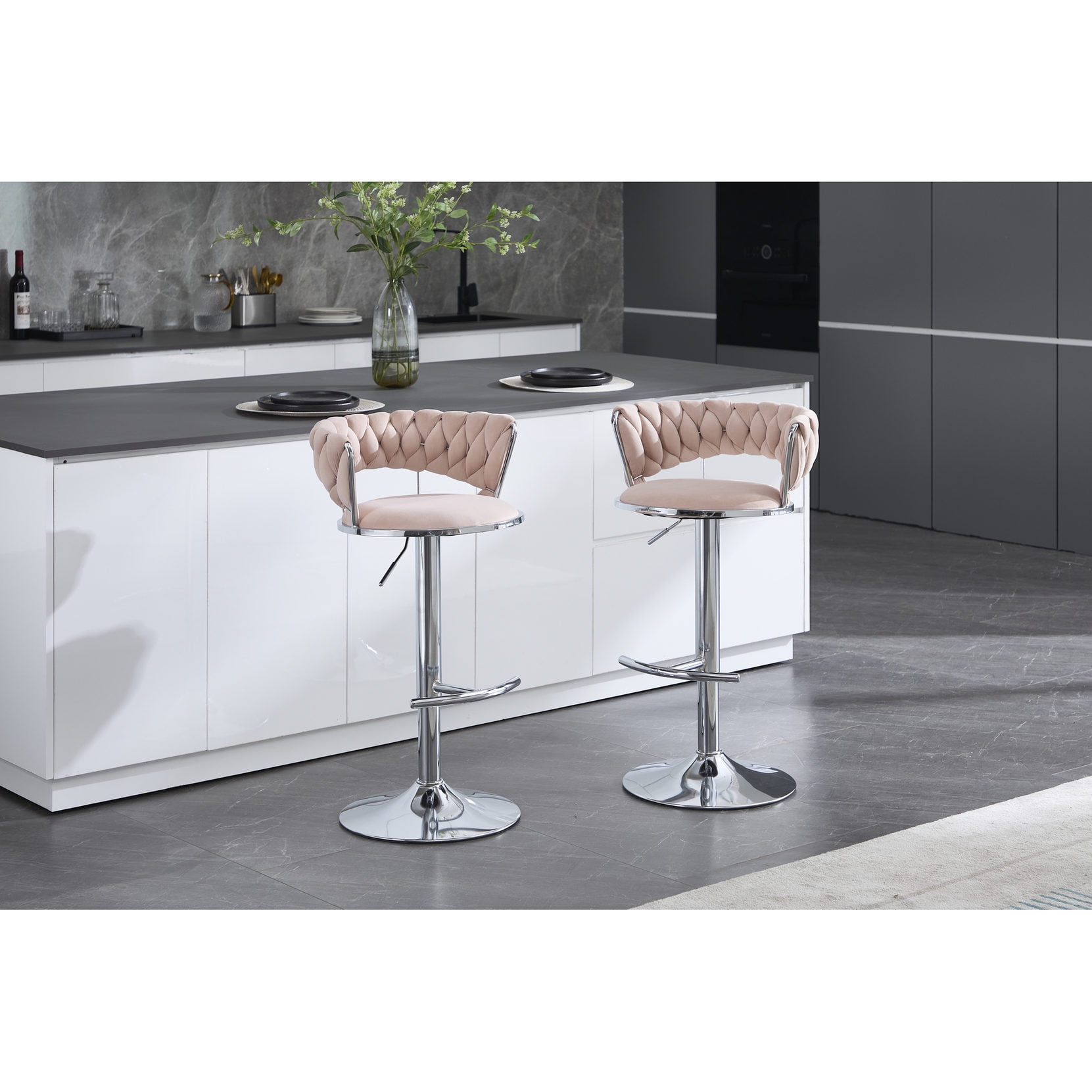 Set of 2 Height - adjustable Bar Stools | Adapt to Kitchen Bars and ...