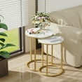 Set of 2 High Gloss Nesting End Tables Round Stacking Coffee Side ...