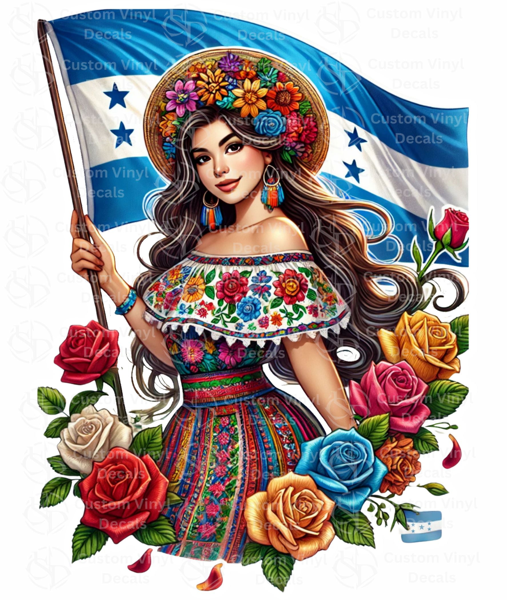 Set of 2 Honduran Woman Honduras Decal Stickers - Full Color and ...