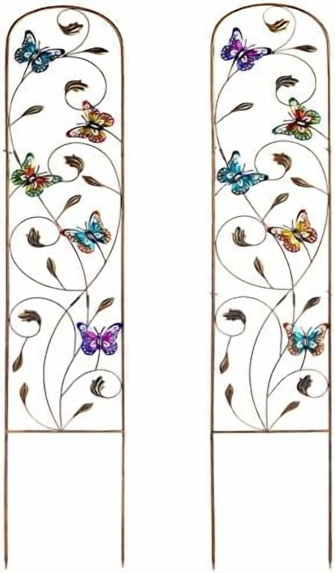 Set of 2 Hummingbird Metal Garden Trellis for Climbing Plants ...