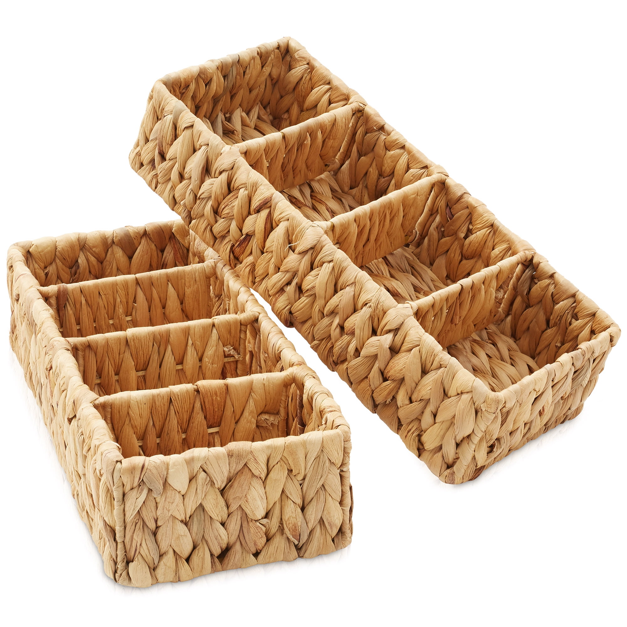 Set of 2 Hyacinth Storage Baskets, Woven Wicker Bathroom Storage Bin ...