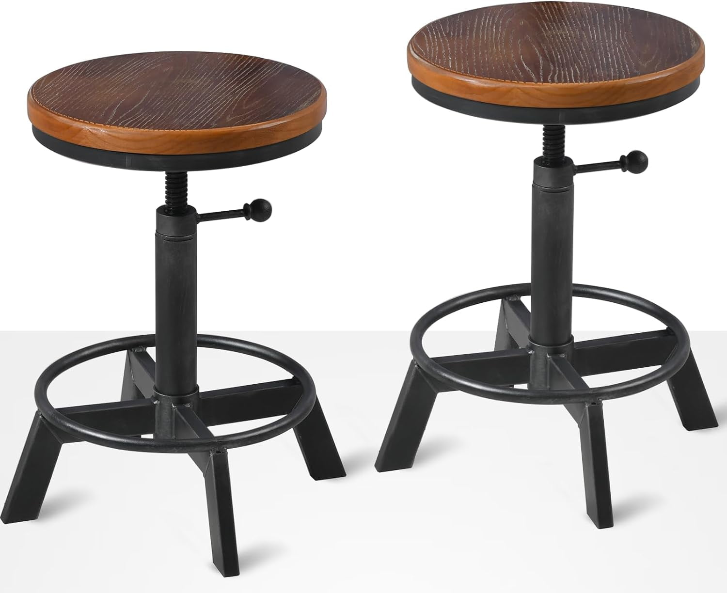 Set of 2-Industrial Bar Stool-Rustic Counter Height Chairs for Kitchen ...