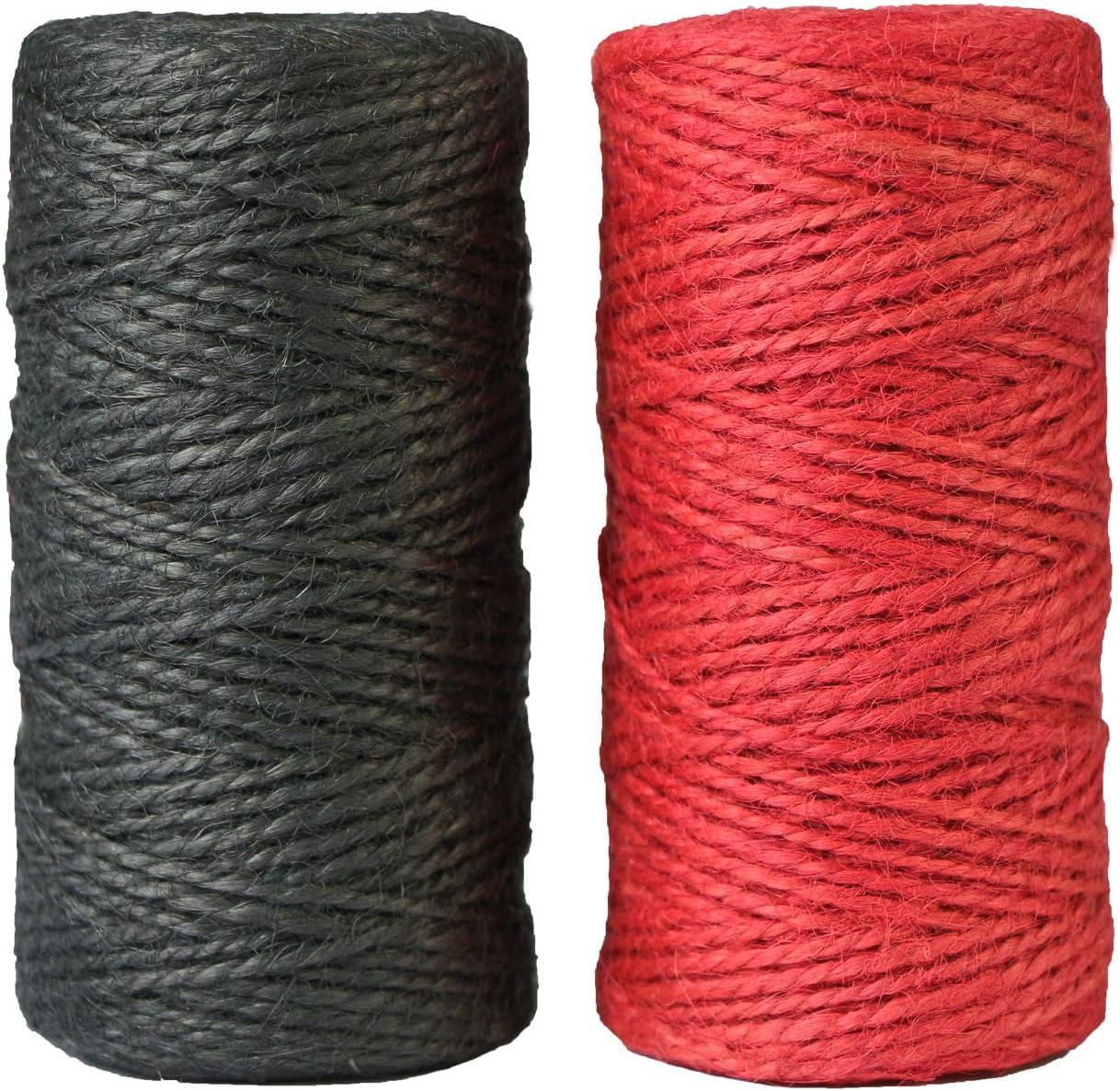 Set of 2 Jute Cords 200 m Red Black Jute Twine 2mm Garden Cord ...