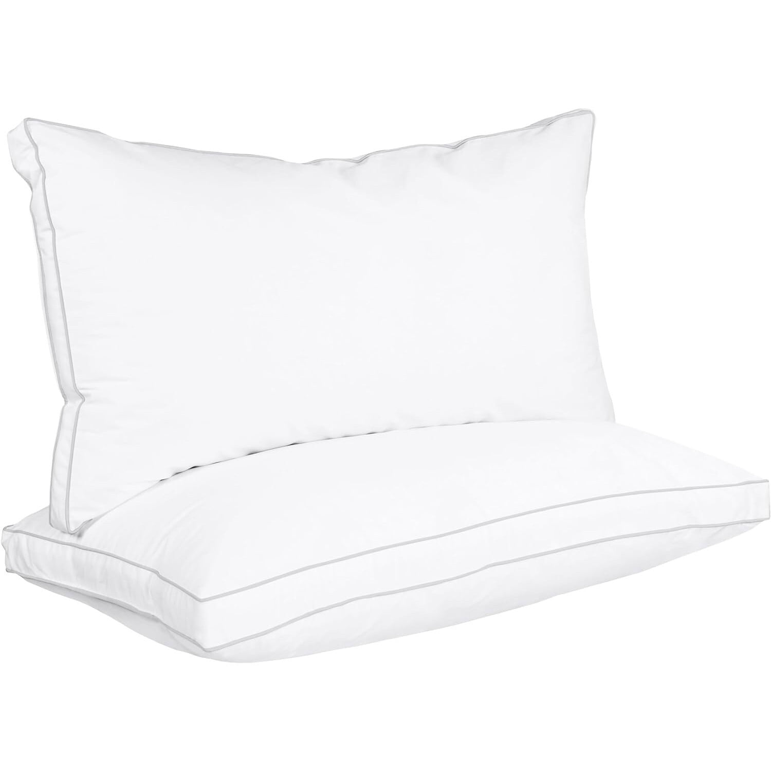 Set of 2 King Bed Pillows with Cotton Cover and Soft High Pile Filling ...