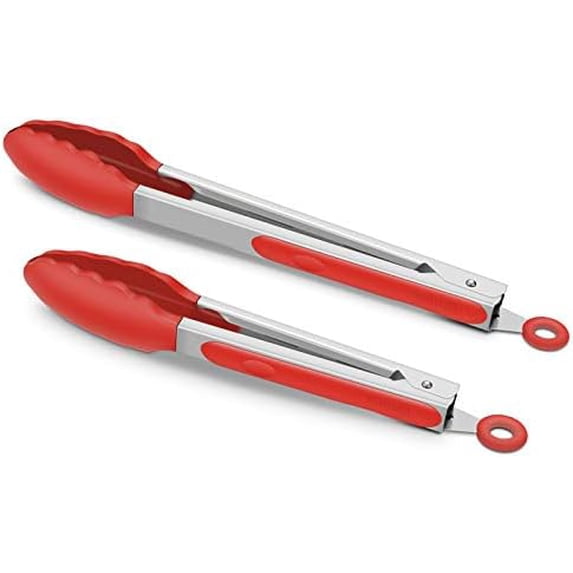 Set of 2 Kitchen Tongs 9-Inch & 12-Inch, Premium Stainless Steel BPA ...