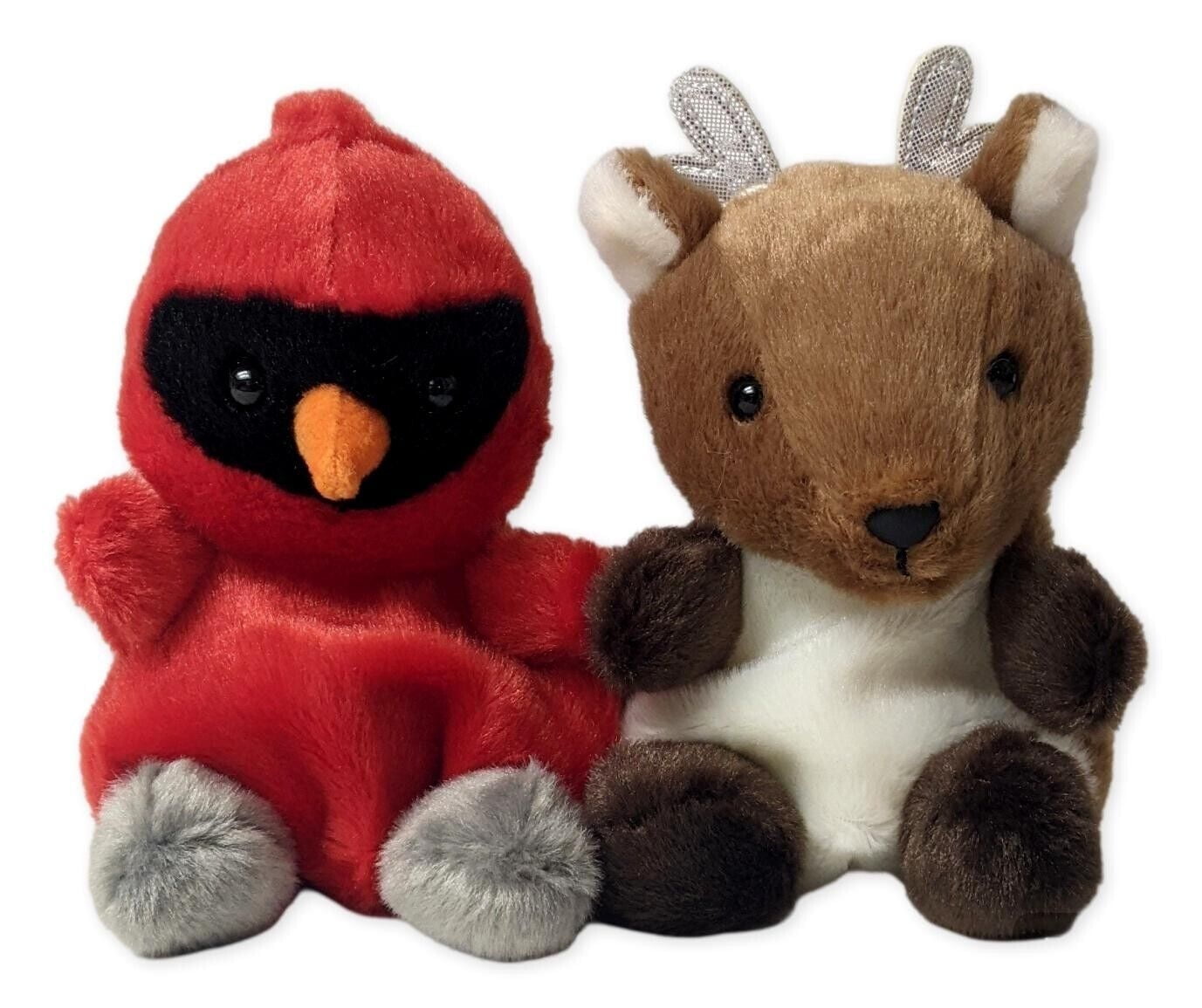 Set of 2 LOUIS CARDINAL & DASH REINDEER Palm Pals 5" Animal Plush, by Aurora - Walmart.com