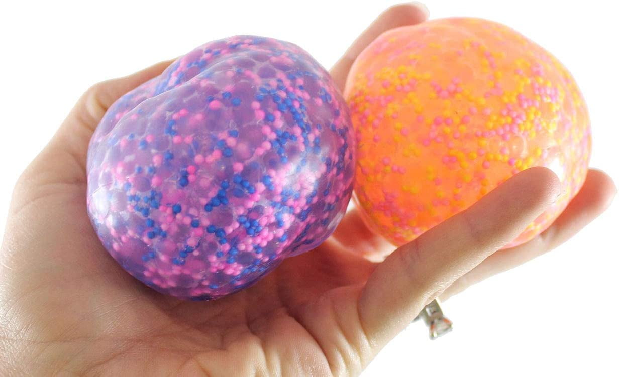 Set of 2 Large Confetti Bead Mold-able Stress Ball - Squishy Gooey ...