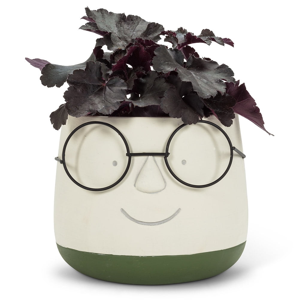 Set of 2 Large Face Planter with Glasses - Walmart.com
