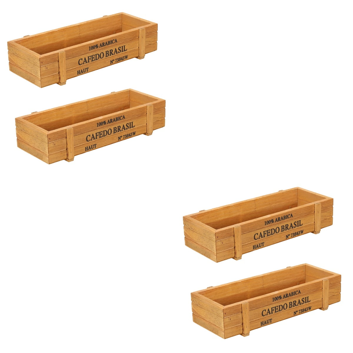 Set of 2 Large Fern Wooden Flower Device Rectangular Bed Pot Chic ...