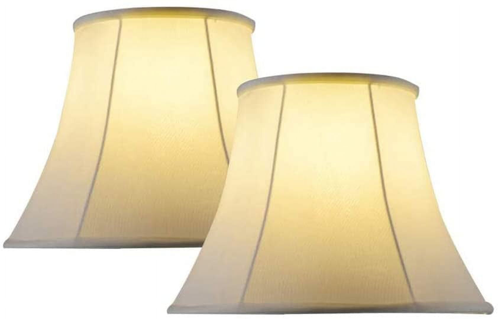 Set of 2 Large Lampshades for Table Lamps - Fabric Beige White ...