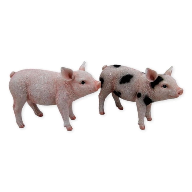 Set of 2 Large Resin BARNYARD PIG Farmhouse Figurines, 6