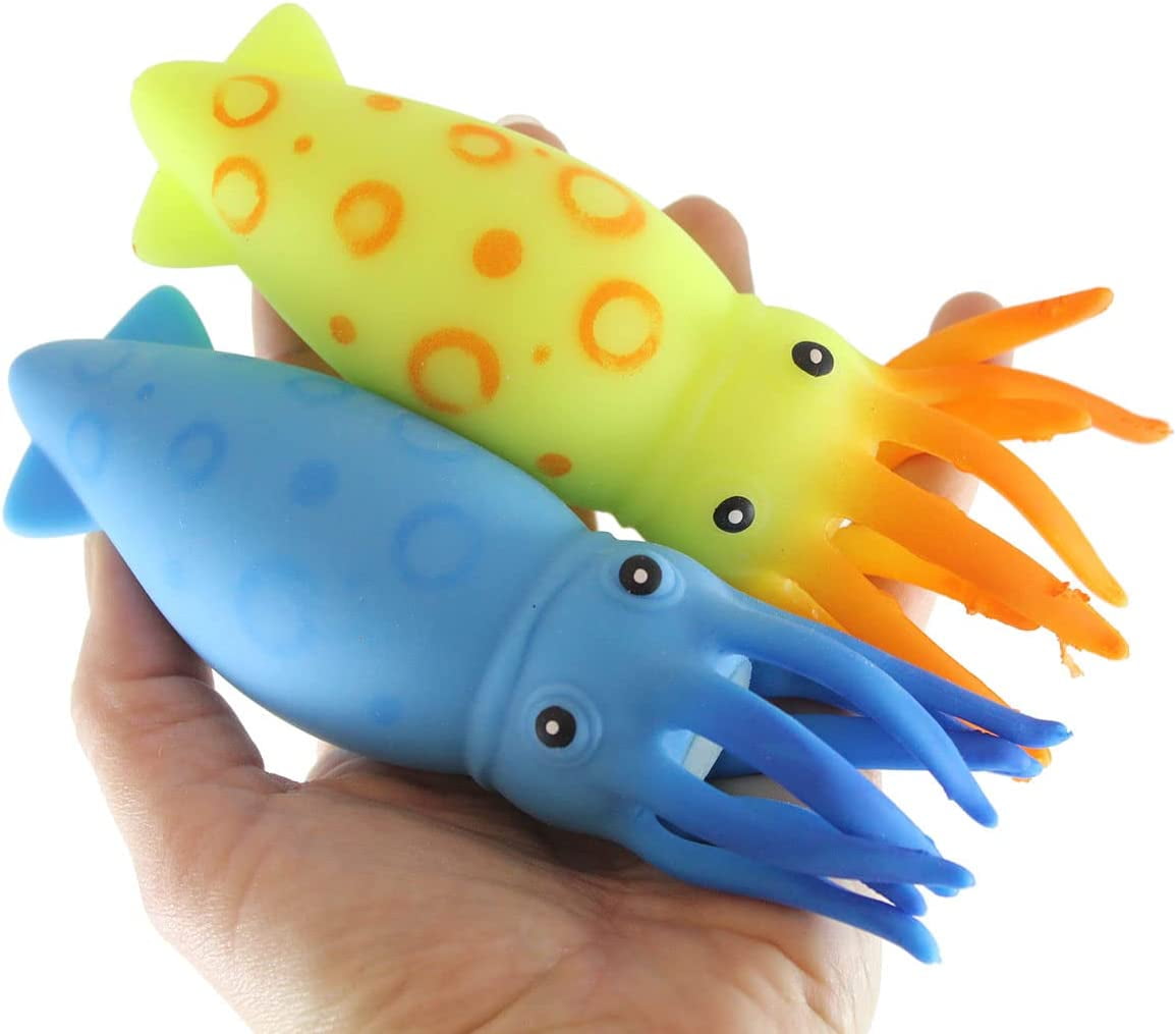 Set of 2 Large Squid Soft Fluff Doh - Filled Squeeze Stress Balls ...