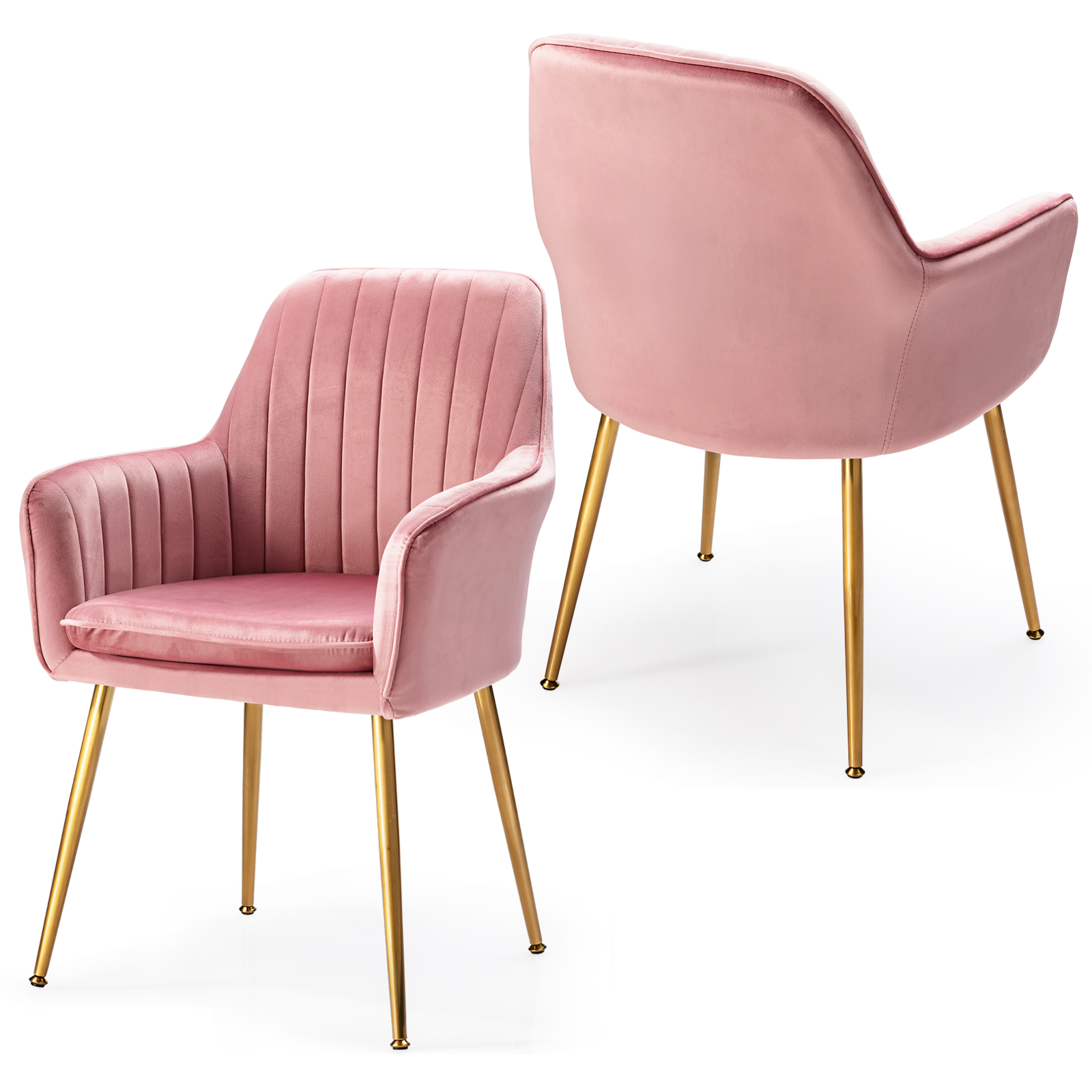 Leathaire Set of 2 Dining Chairs with Metal Legs, Arms, Removable ...