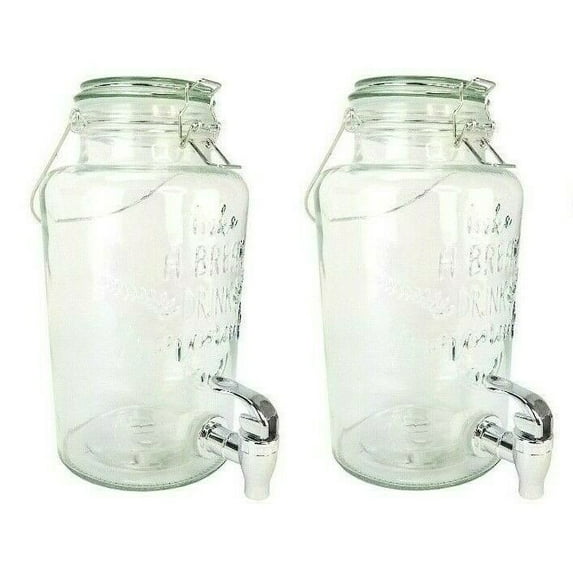 EDMBG Set of 2 Glass Lemonade Dispensers, 3L Each, with Lids and ...