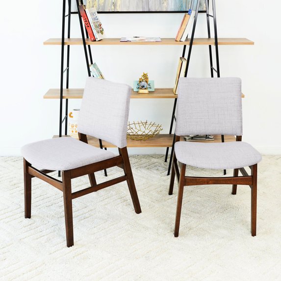 Set of 2 Light Gray Fabric Dining Chairs | High-Density Foam Seating ...
