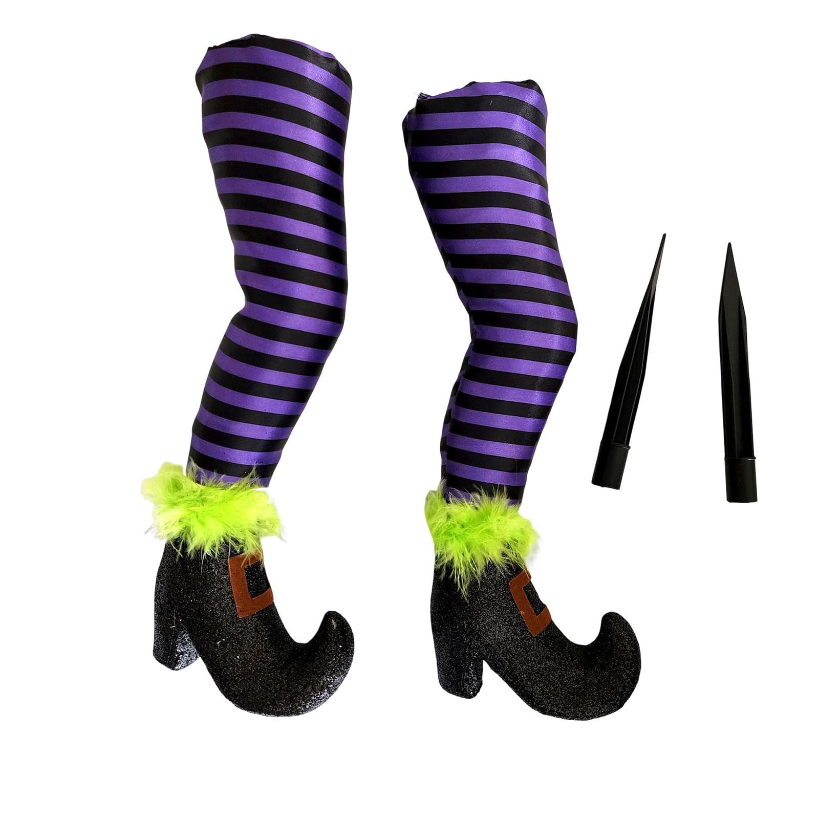 Set of 2 Lighted Evil Witch Legs Yard Signs, Battery-Operated Halloween ...