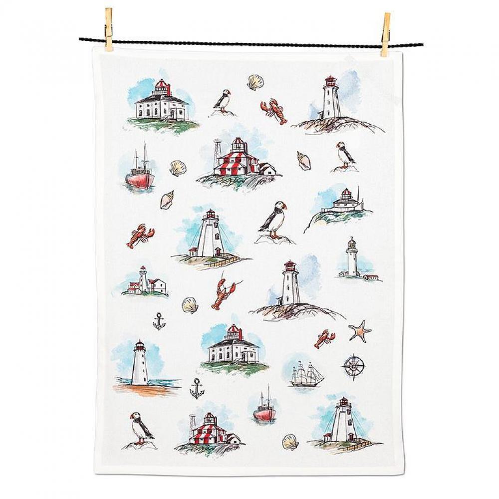 Set of 2 Lighthouses & Coastal Theme Print Tea Towel - Walmart.com