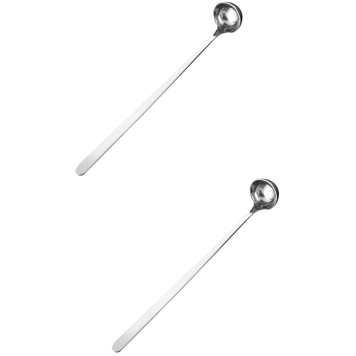 Set of 2 Long Mixing Spoon Stainless Steel Cooking Coffee Spoons Handle ...